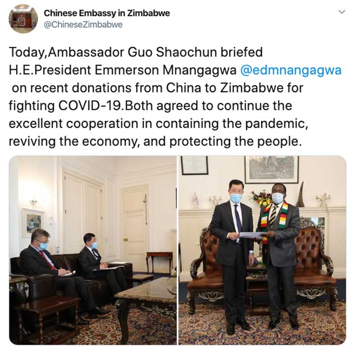 China’s Ambassador Stops by the Zimbabwe State House For a Visit With ...